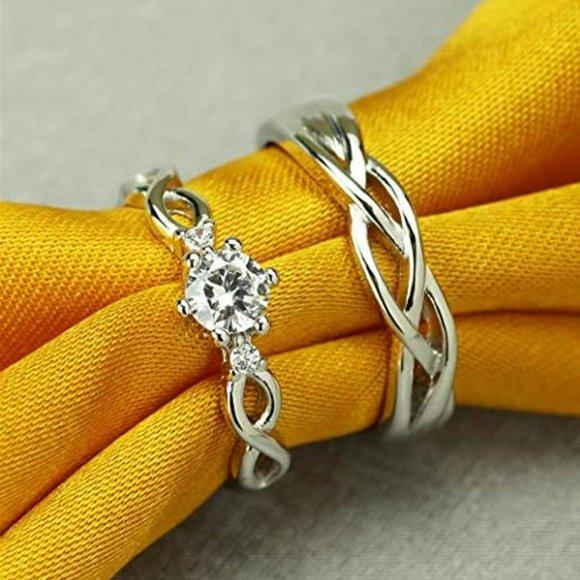 Jewelry | 2pcs Sterling Silver Love Intertwined Matching Couple Rings ...